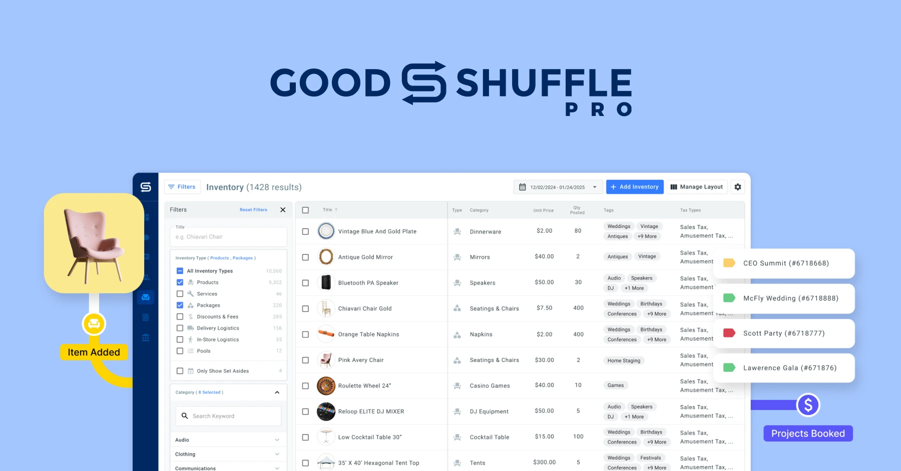 Event and Party Rental Softwares - Goodshuffle Pro